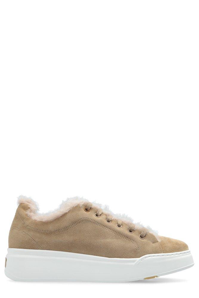 Max Mara Shearling Low-Top Sneakers in Natural | Lyst