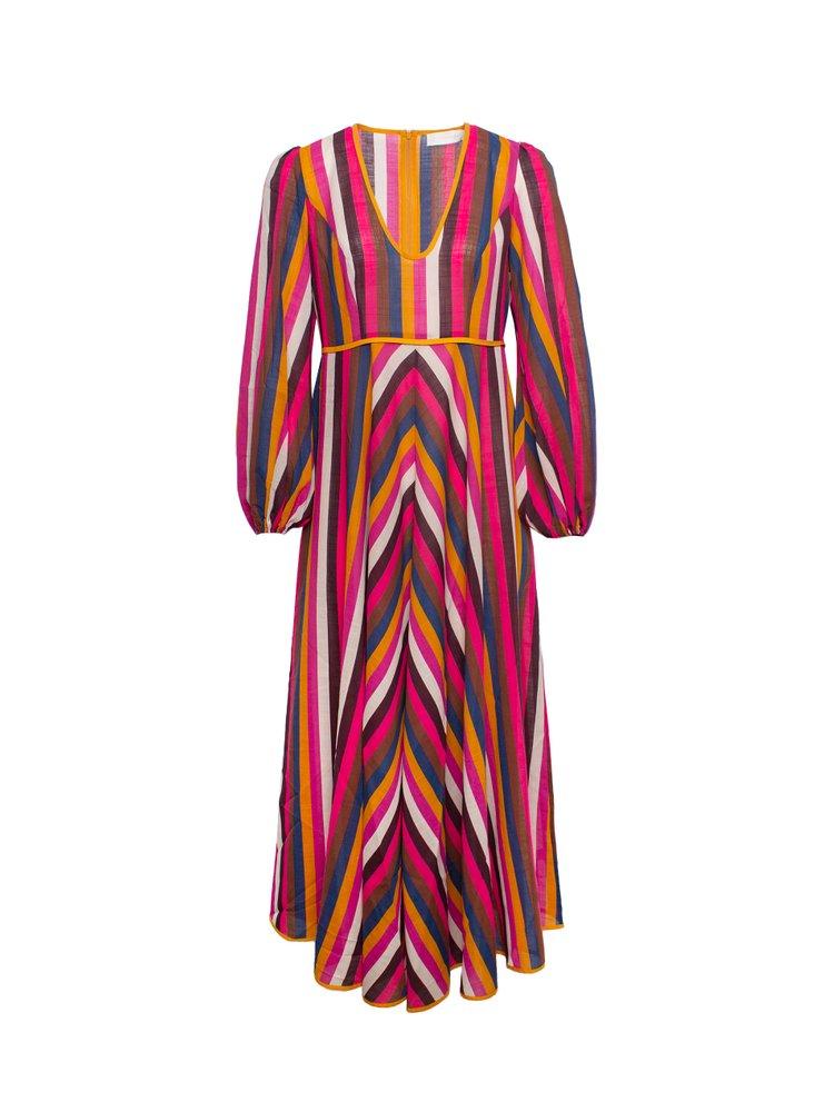 Zimmermann Ginger Striped Maxi Dress In Red Lyst