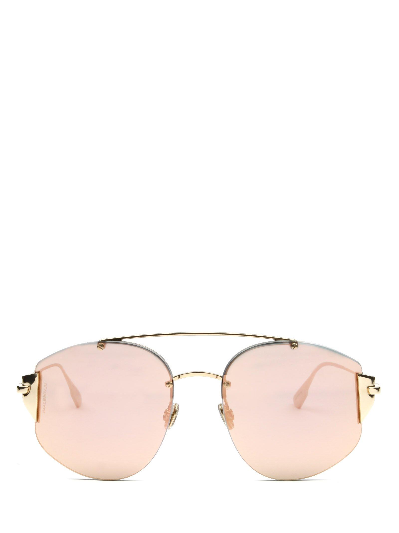 Dior Round Frame Aviator Sunglasses In Gold Metallic Lyst
