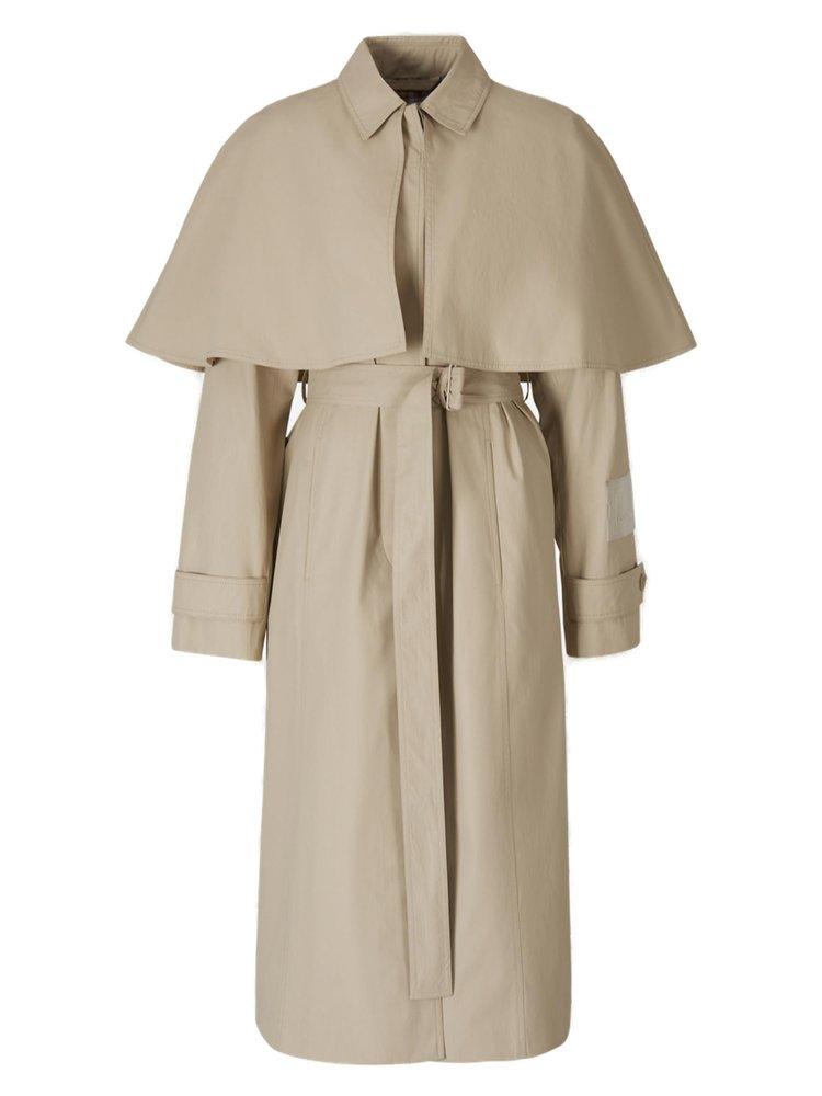 Acne Studios Belted Cape Trench Coat in Natural | Lyst