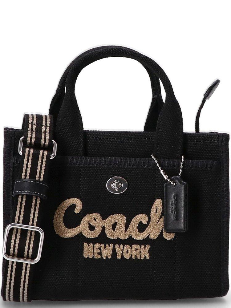 COACH Cargo Logo Flocked Tote Bag in Black | Lyst