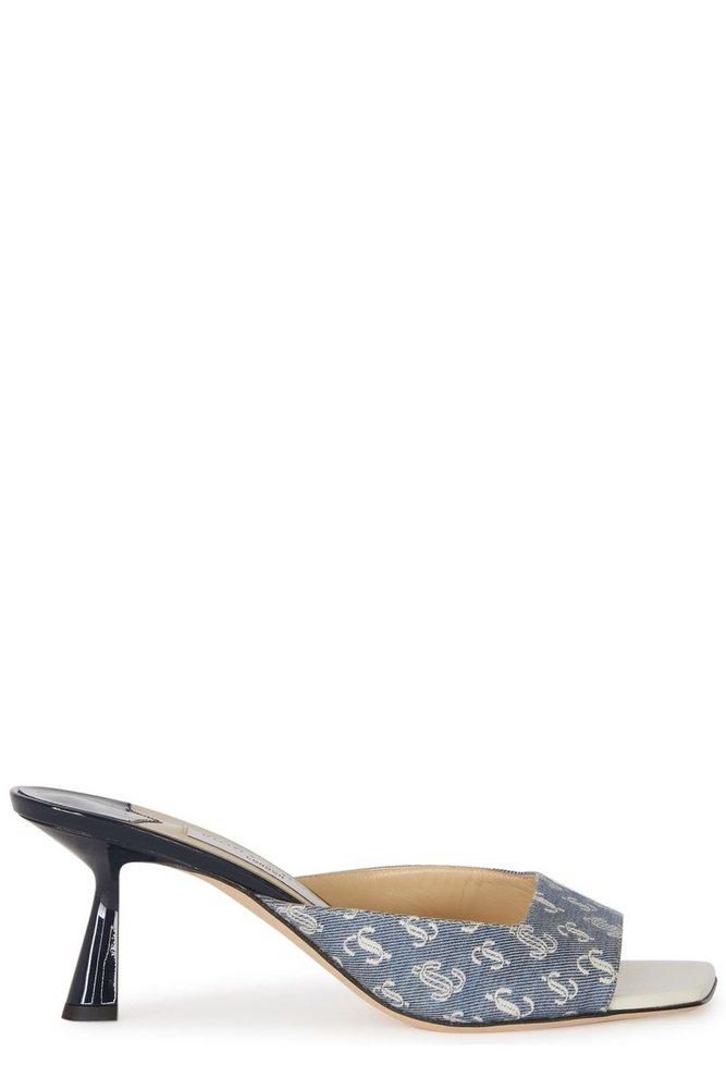 Jimmy Choo Zania Logo-jacquard Denim Mules | Lyst