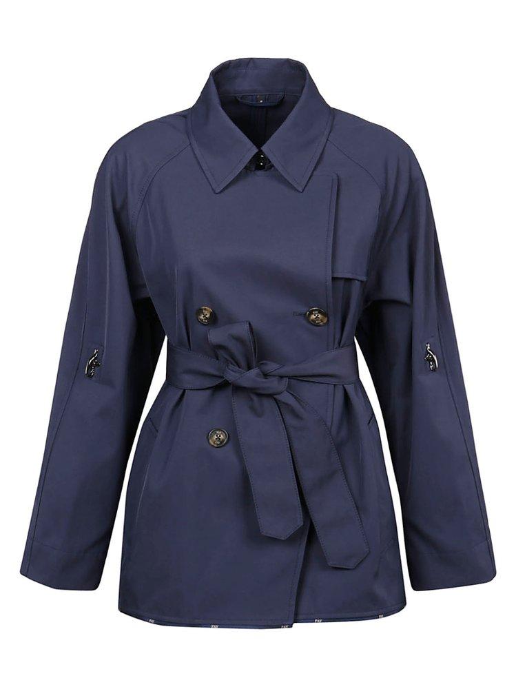 Fay Double Breasted Belted Trench Coat in Blue | Lyst Fay Double Breasted Belted Trench Coat in Blue | Lyst