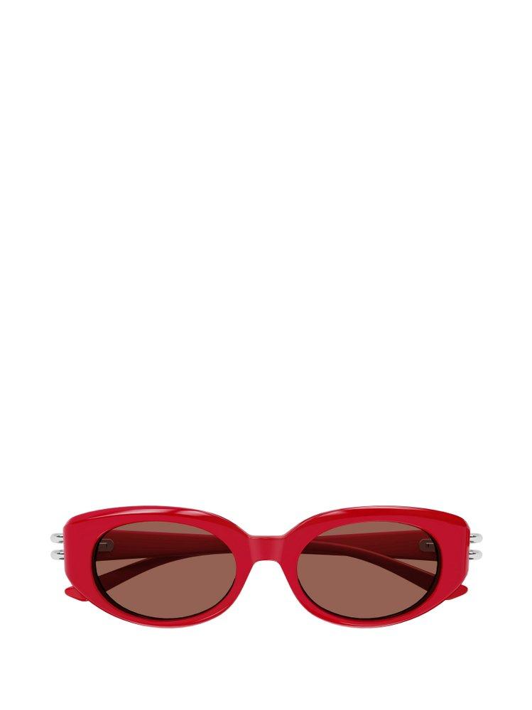Alexander McQueen Oval Frame Sunglasses in Red | Lyst UK