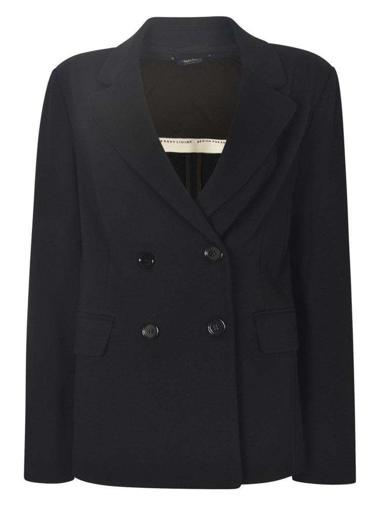 Max Mara Double-Breasted Fitted Blazer in Black | Lyst