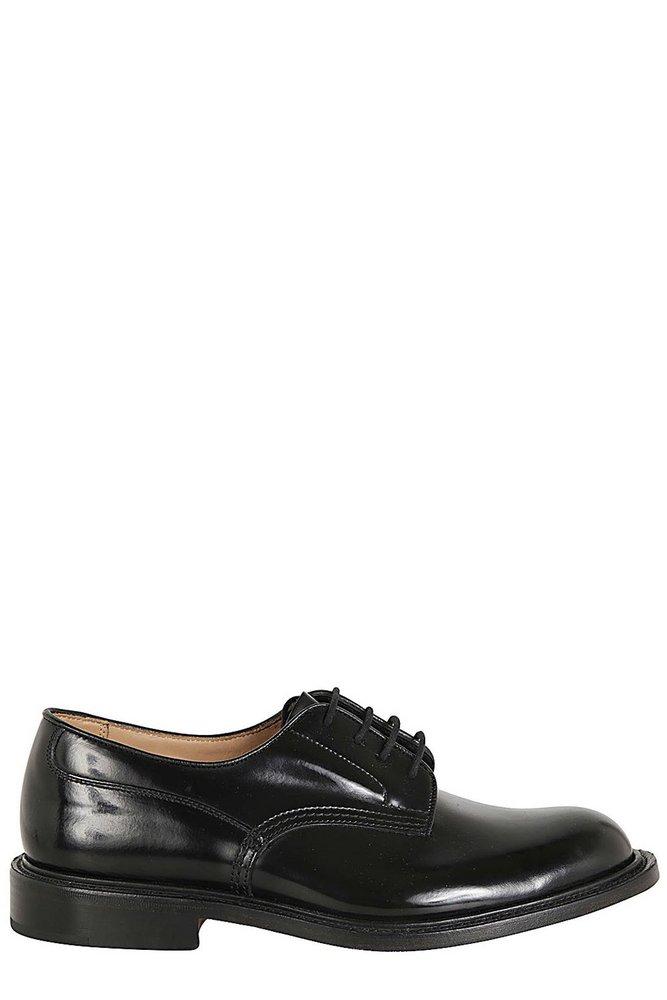 Tricker's Round Toe Derby Shoes in Black for Men | Lyst