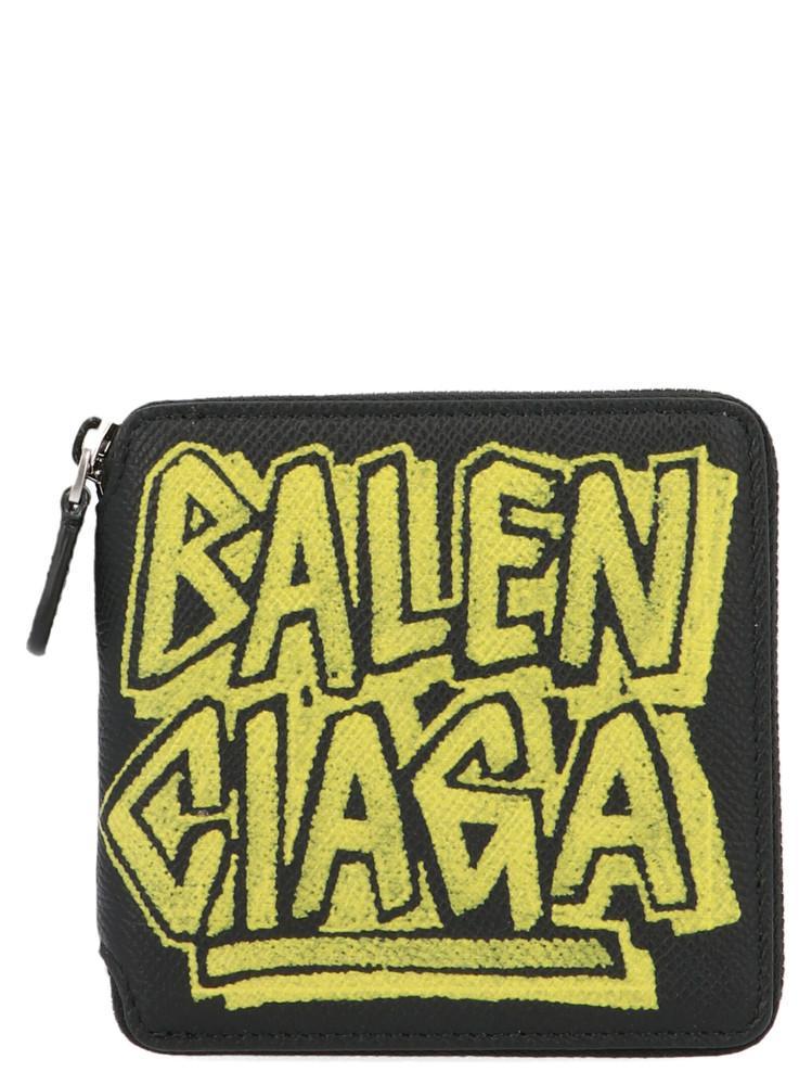 Balenciaga Leather Graffiti Ville Square Wallet in Black for Men - Lyst