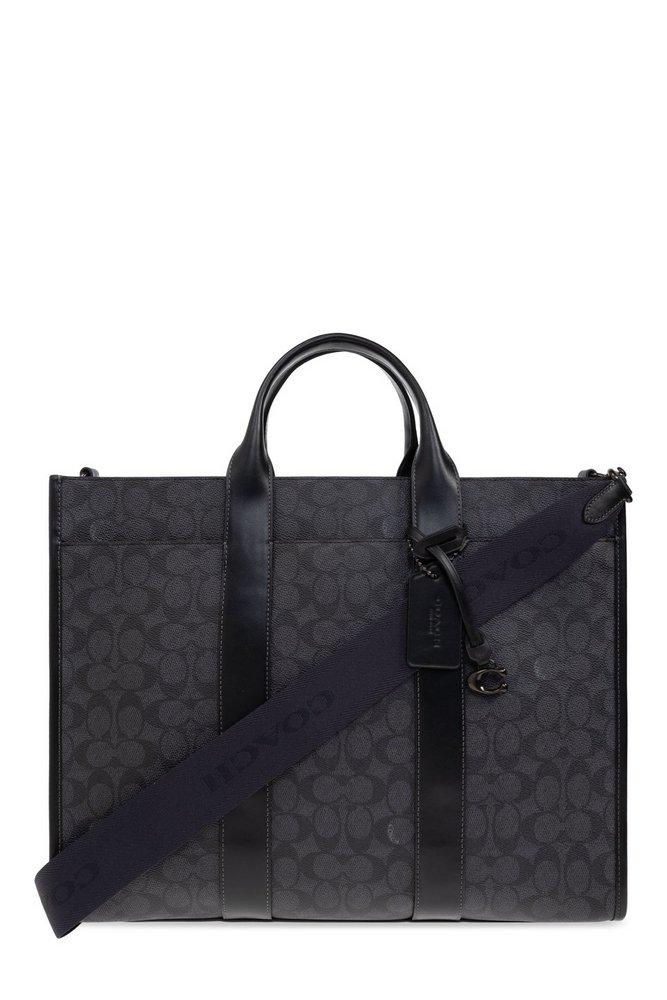 COACH Logo Printed Zipped Document Bag in Black for Men | Lyst