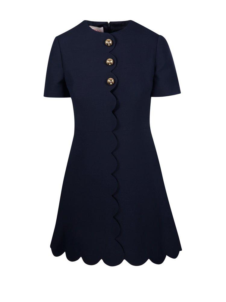 Valentino Button Detailed Mini Dress in Blue | Lyst