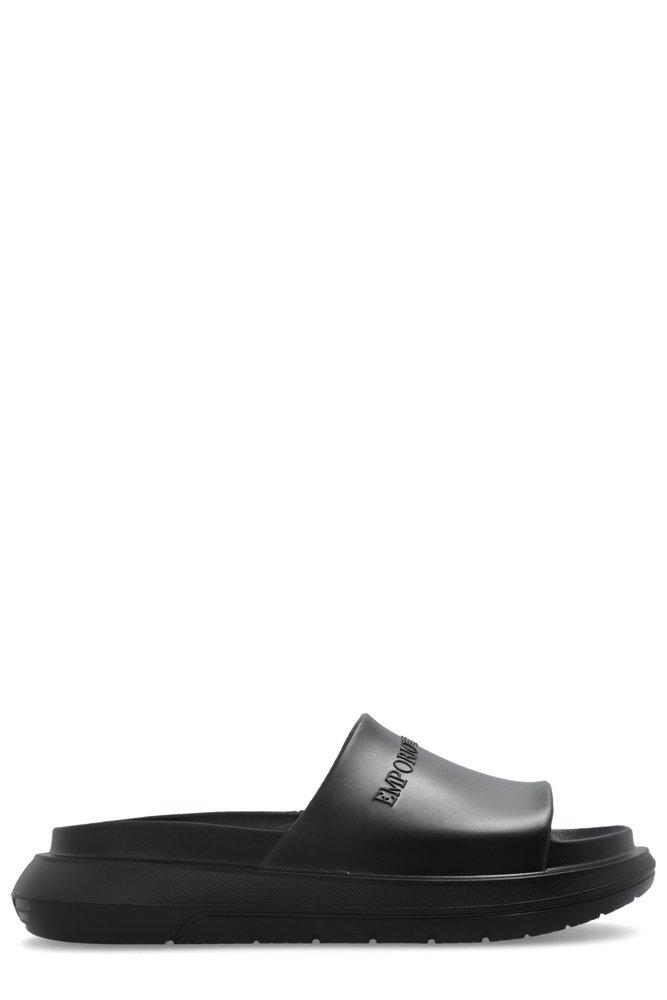 Emporio Armani Rubber Slides in Black for Men | Lyst