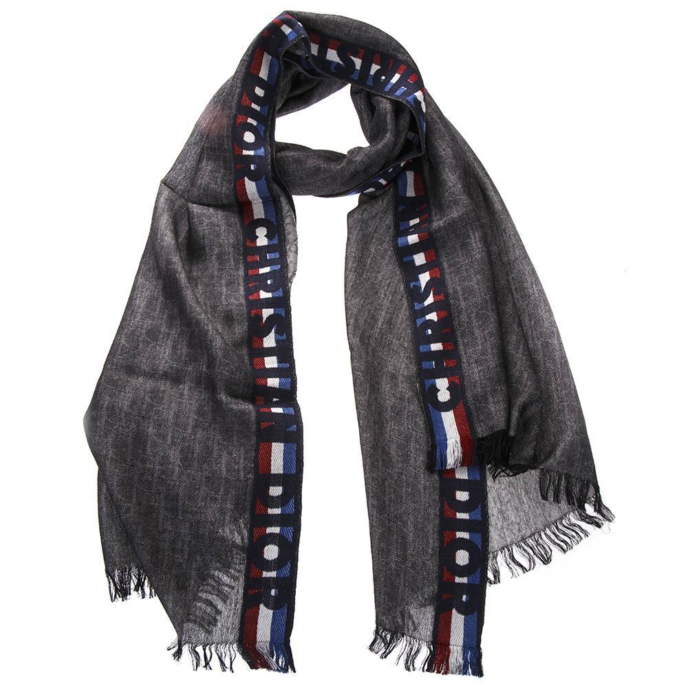Dior Homme Wool Logo Frayed Scarf in Grey (Gray) for Men - Lyst