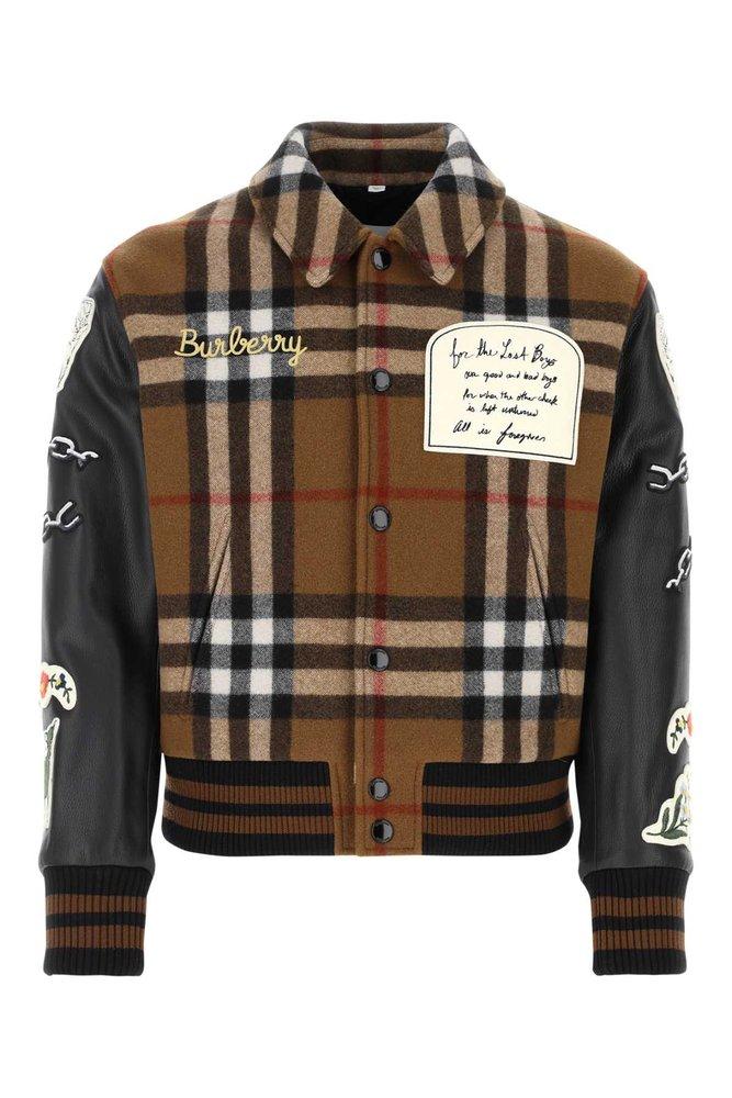 Burberry Embroidered Wool Blend Bomber Jacket in Black for Men | Lyst