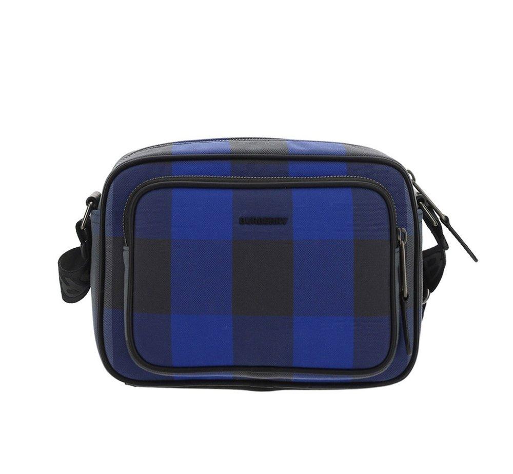 Burberry Check Pattern Logo Plaque Belt Bag in Blue for Men | Lyst