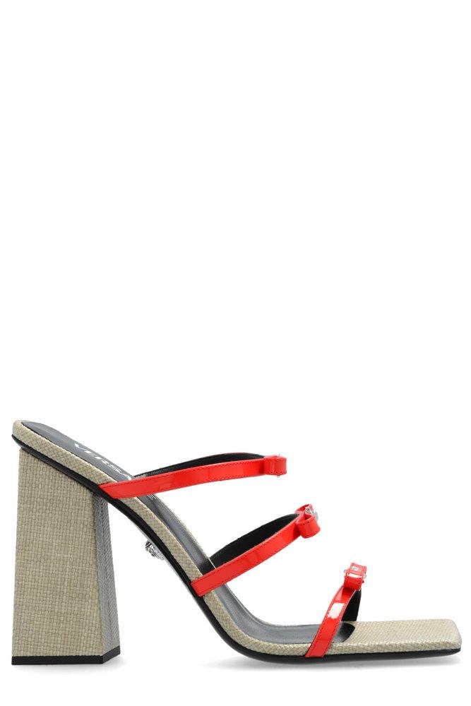 Versace Gianni Ribbon Square-toe Sandals in White | Lyst