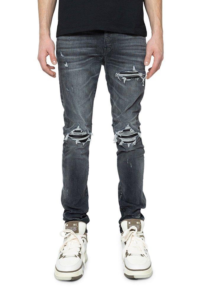 Amiri Distressed Ripped Detailed Jeans in Blue for Men | Lyst