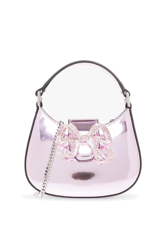 Self-Portrait Crescent Bow Micro Top Handle Bag in Pink | Lyst
