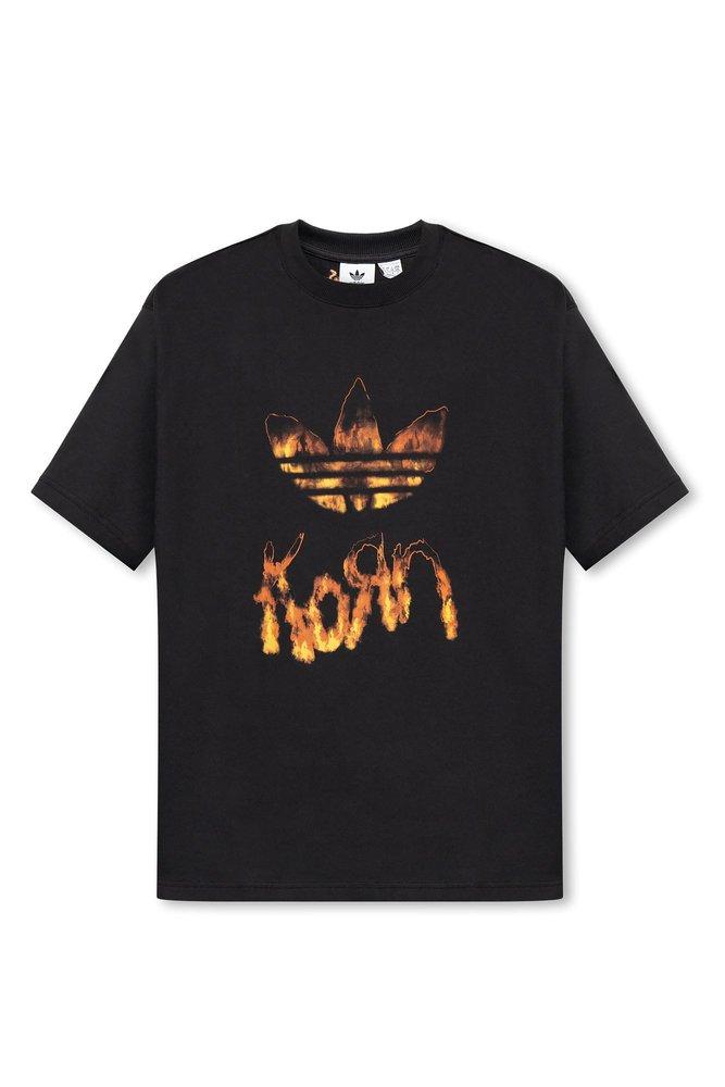 Adidas Fire Logo Adidas Originals T Shirt Print Black/zwart