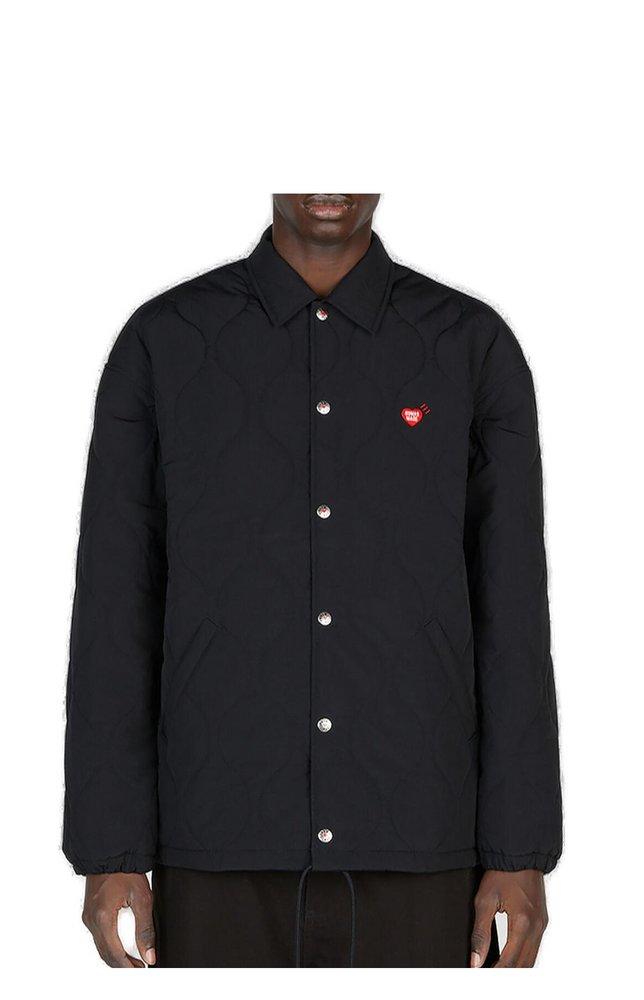 Human Made Logo Embroidered Quilted Jacket in Black for Men | Lyst