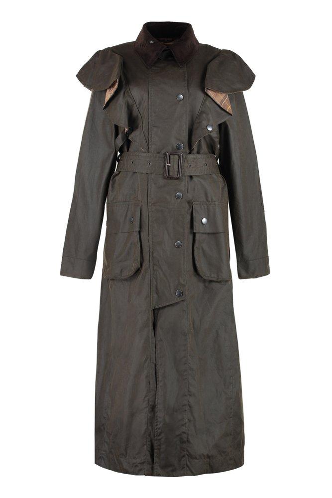 Chloé Barbour X - Waxed Cotton Dani Trench Coat in Black | Lyst