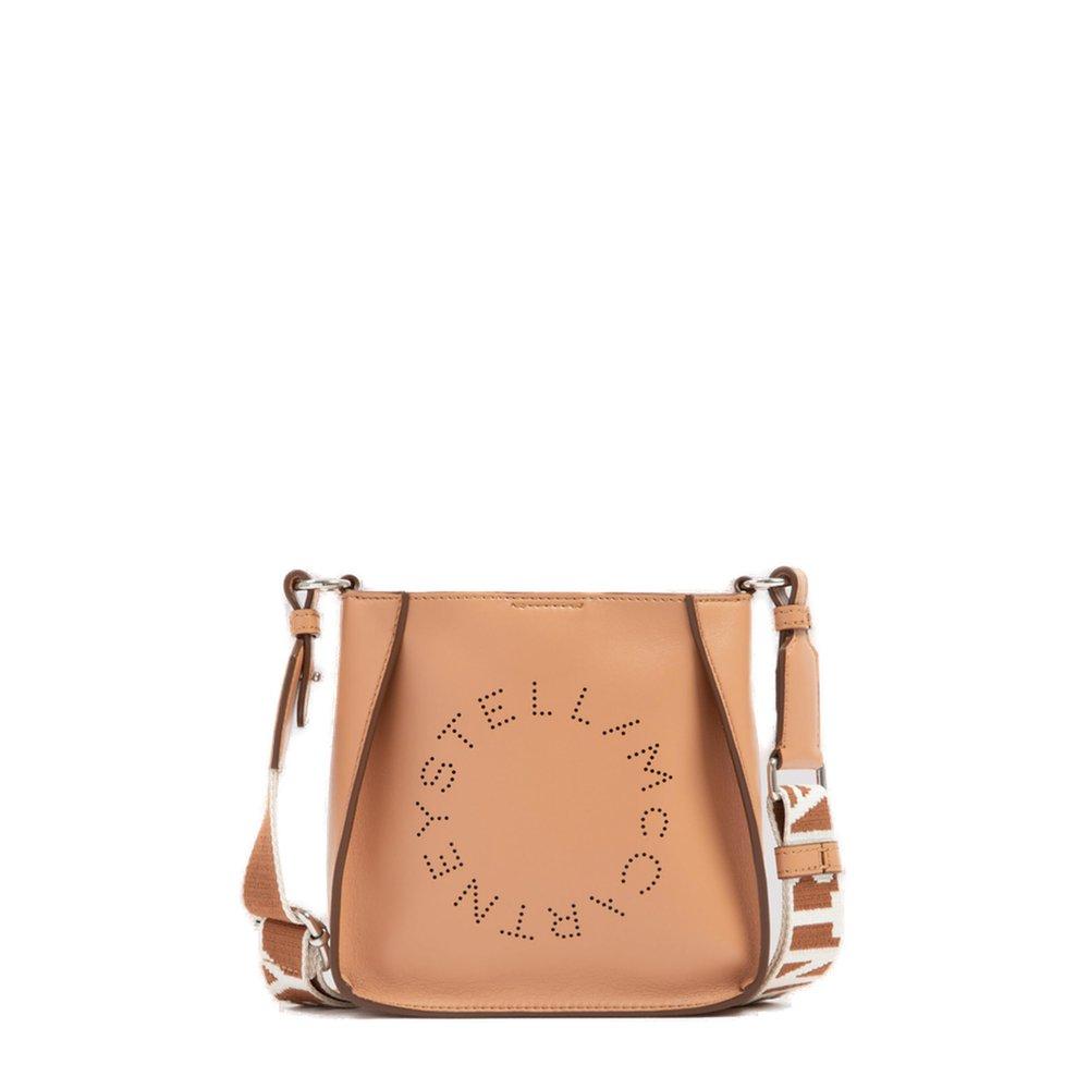 Stella McCartney Logo Perforated Small Hobo Bag in Brown | Lyst