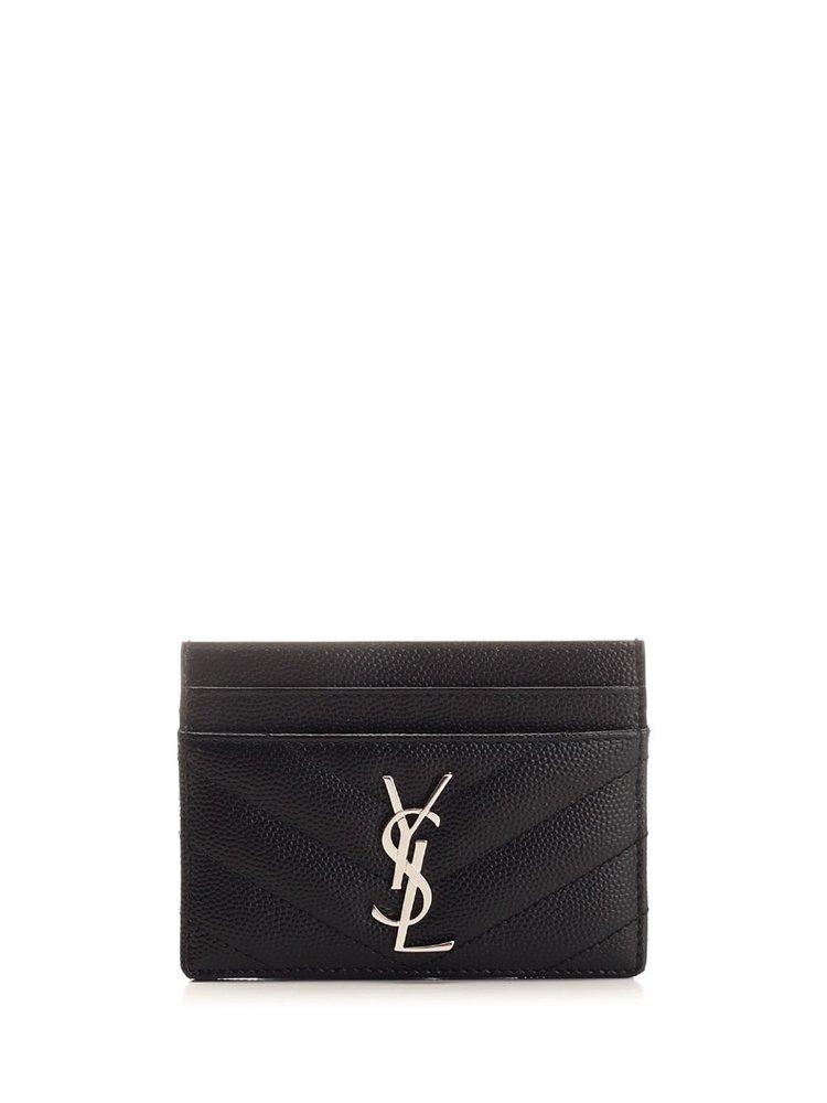Saint Laurent Logo Plaque Card Case in Black | Lyst