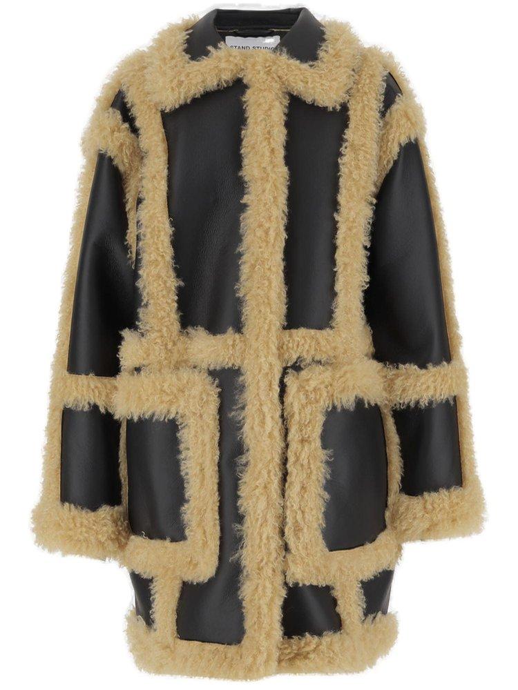 Stand Studio Hadlee Shearling Edge Coat in Black | Lyst