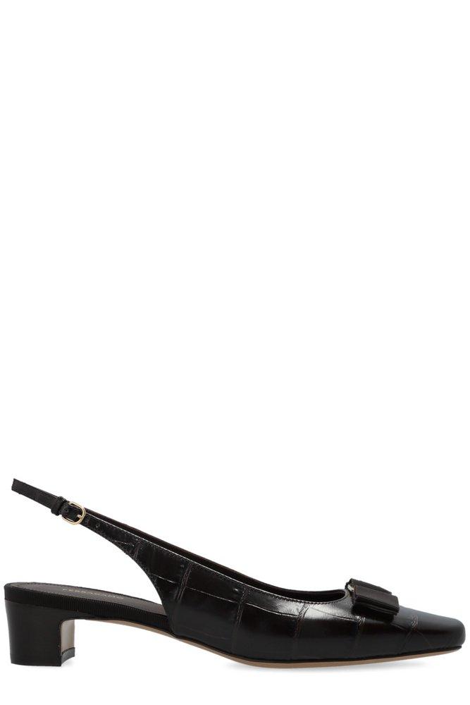 Ferragamo Iconic Bow Slingbacks in Black | Lyst