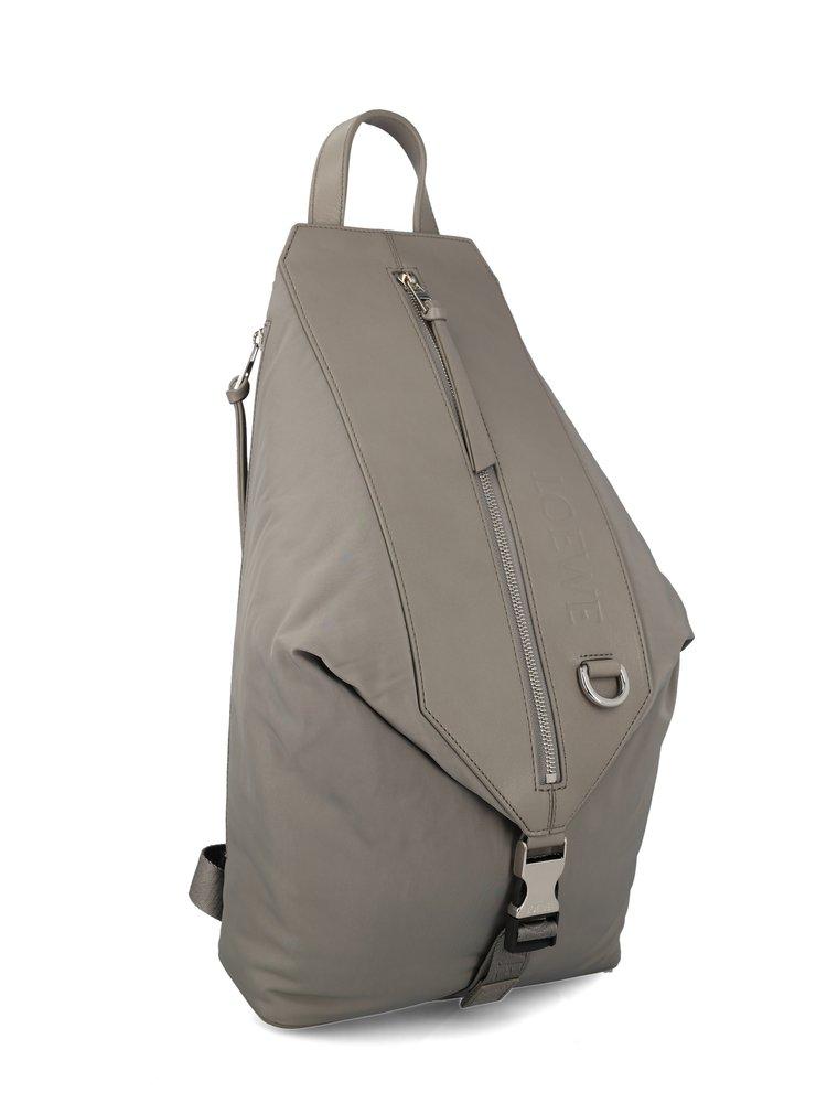 Small Convertible Backpack In Nylon And Calfskin Asphalt
