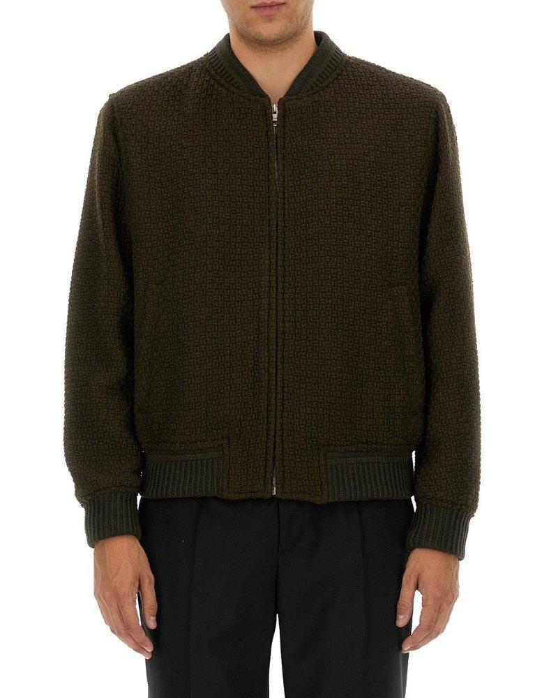 Etro Chunky Knitted Bomber Jacket in Black for Men | Lyst