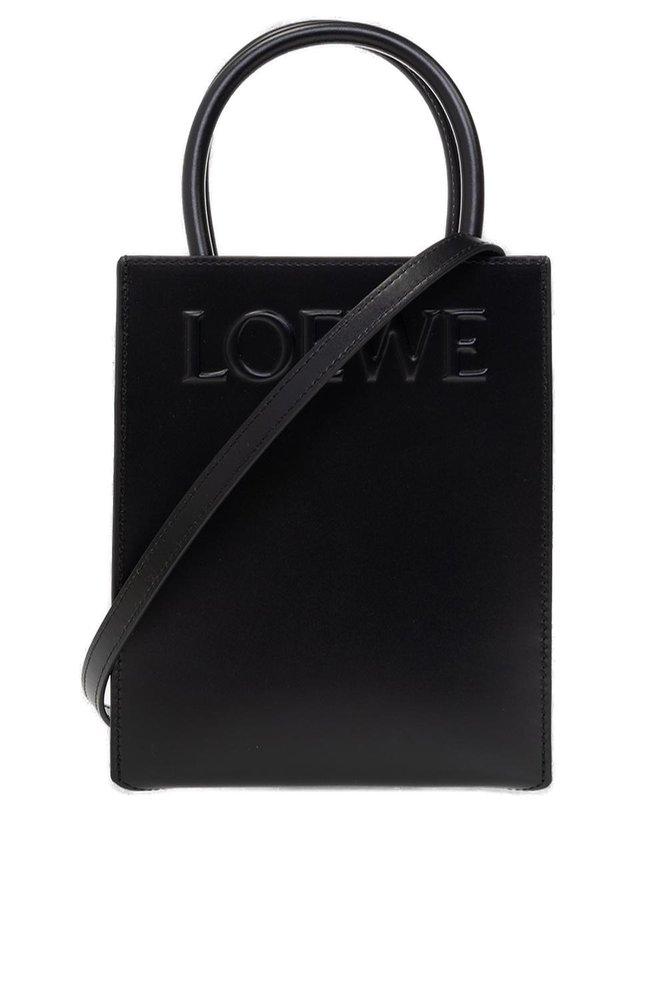 Loewe Logo Embossed Tote Bag in Black | Lyst
