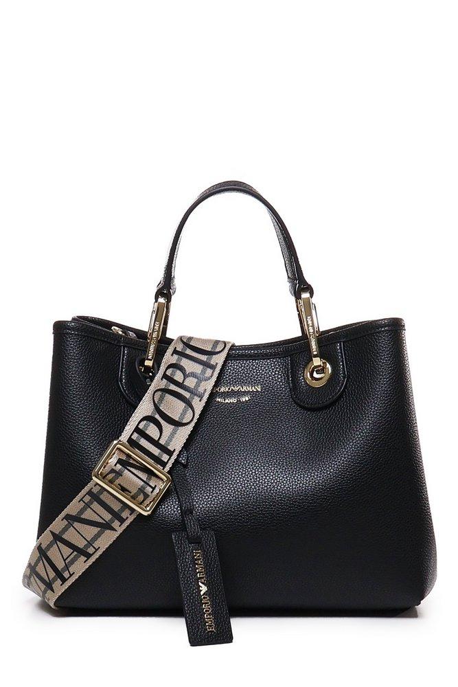 Emporio Armani Myea Logo Stamp Shopping Bag in Black | Lyst