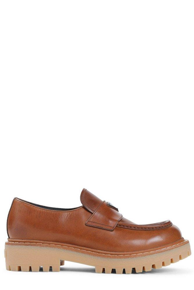 Prada St. Moritz Calf Leather Loafers in Brown for Men | Lyst