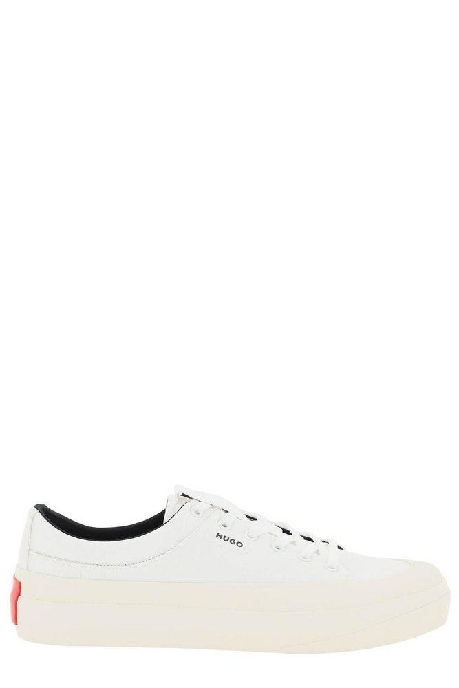 HUGO Logo Patch Lace-up Sneakers in White for Men | Lyst