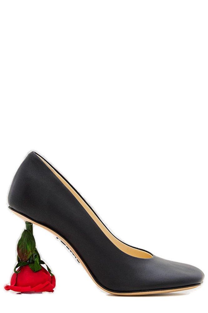 Loewe Rose Heel Square Toe Pumps in Black | Lyst