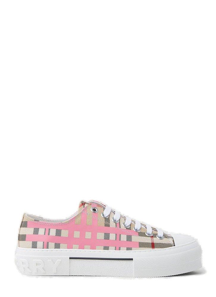 Burberry Check Canvas & Leather Sneaker in Pink | Lyst