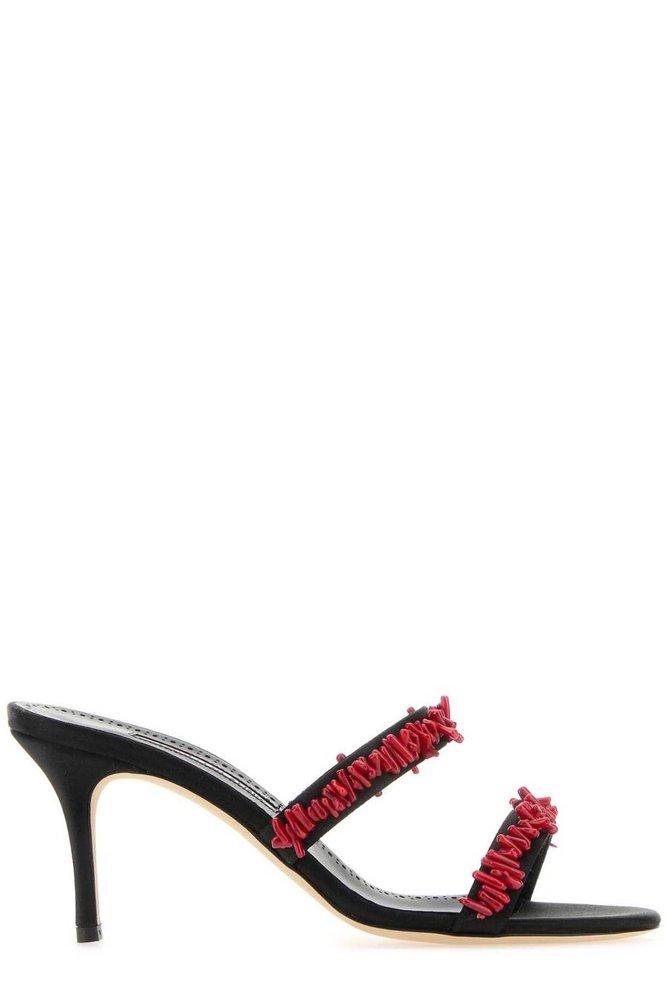 Manolo Blahnik Clorettenu Embellished Satin Mules | Lyst