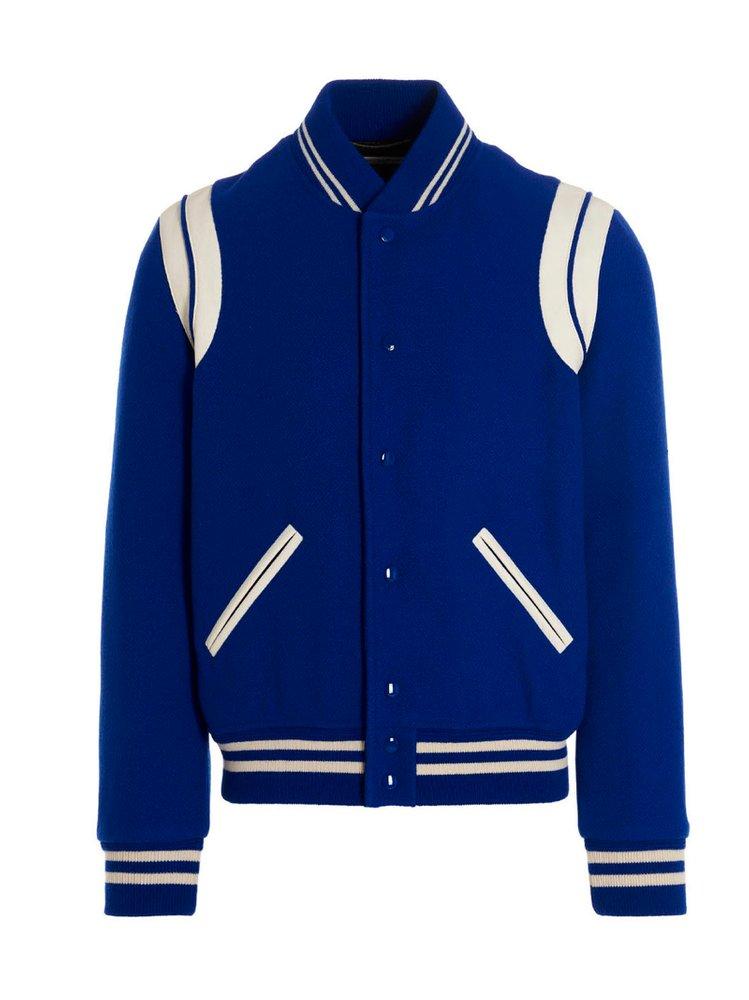 Saint Laurent Teddy Varsity Jacket in Blue for Men | Lyst