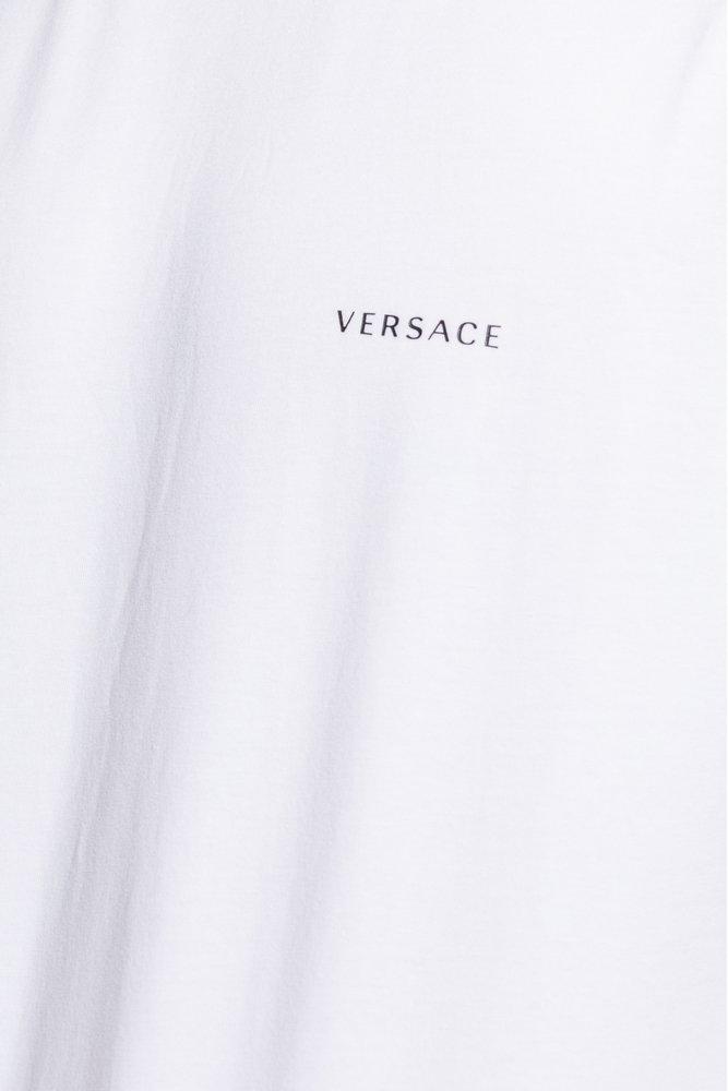 Versace White Logo Versace Logo Cotton T Shirt In White For Men | Lyst