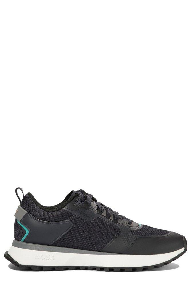 BOSS Hugo Boss Jonah Mesh Detailed Lace-up Sneakers in Black for Men | Lyst
