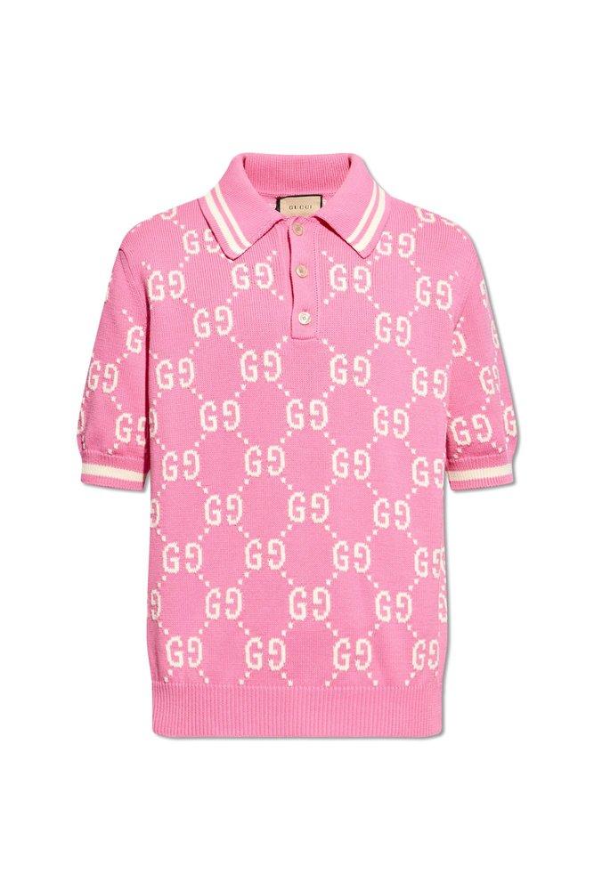 Gucci GG Cotton Intarsia Polo in Pink for Men | Lyst
