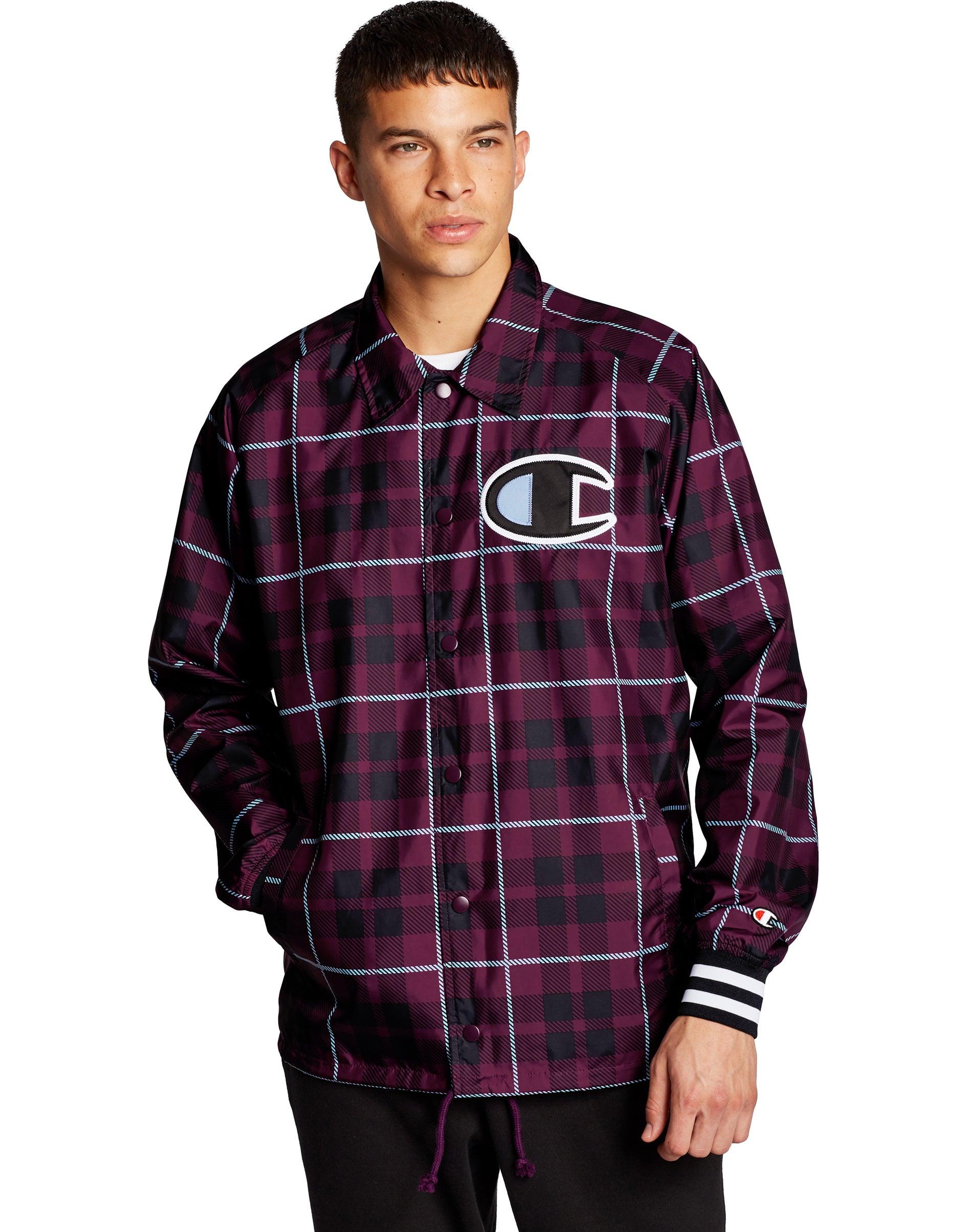 Champion Plaid Satin Coach's Jacket in Venetian Purple (Purple) for Men ...
