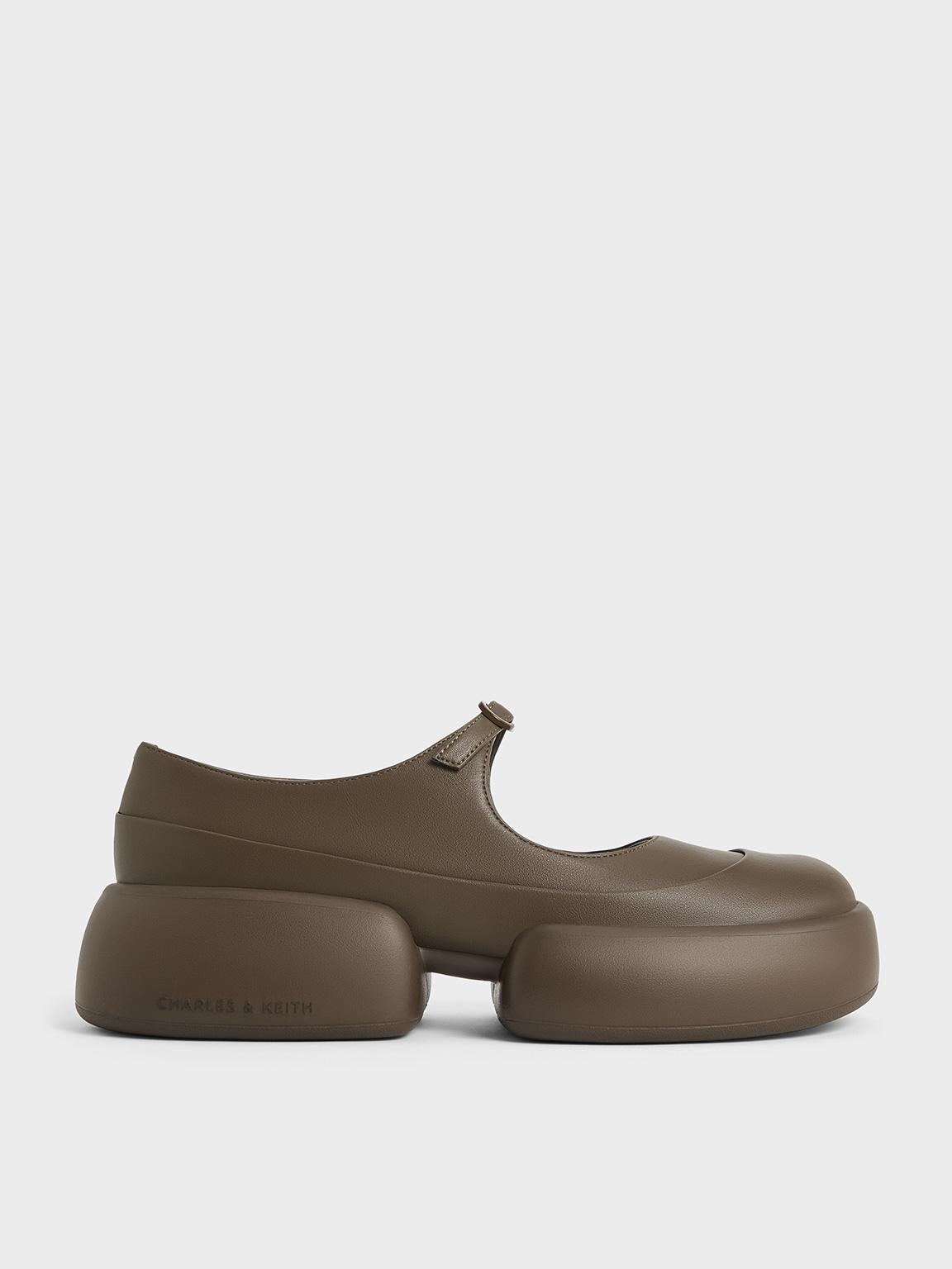 Charles & Keith Jamie Sculptural Platform Mary Janes in Brown | Lyst