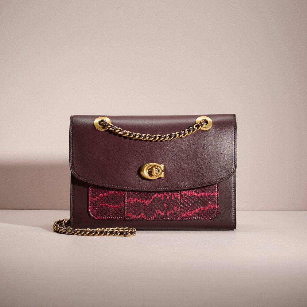COACH Restored Parker Shoulder Bag With Snakeskin Detail in Purple | Lyst