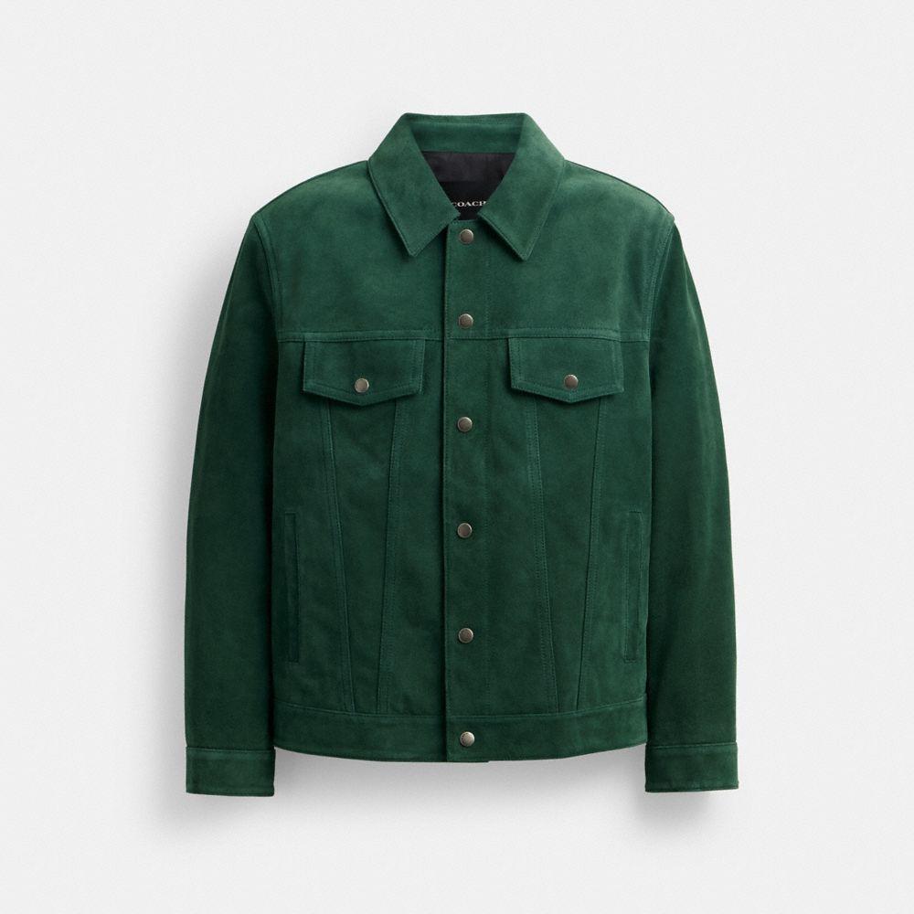 COACH Suede Leather Jacket in Green for Men | Lyst