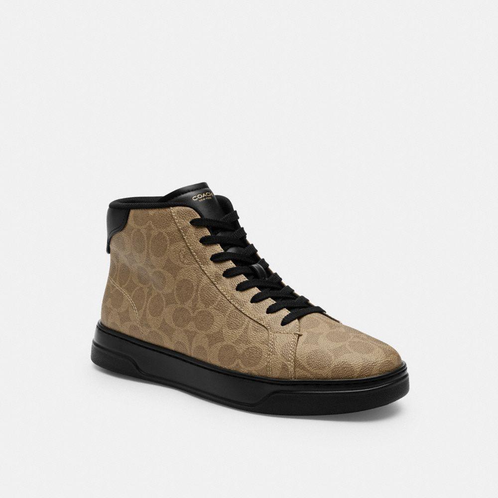 COACH High Line High Top Sneaker In Signature Canvas in Brown for Men ...