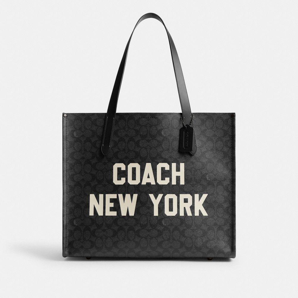 COACH Relay Tote Bag In Signature Canvas With Graphic in Black for Men ...