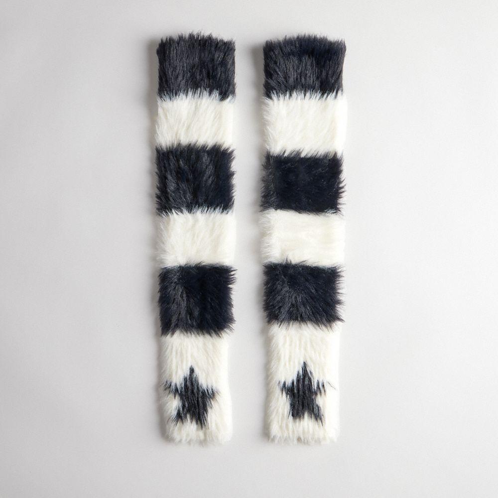 COACH Fuzzy Knit Arm Warmers With Star Graphic in Blue | Lyst