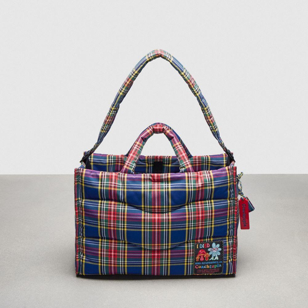 COACH Topia Loop Tote With Plaid Quilting in Blue | Lyst