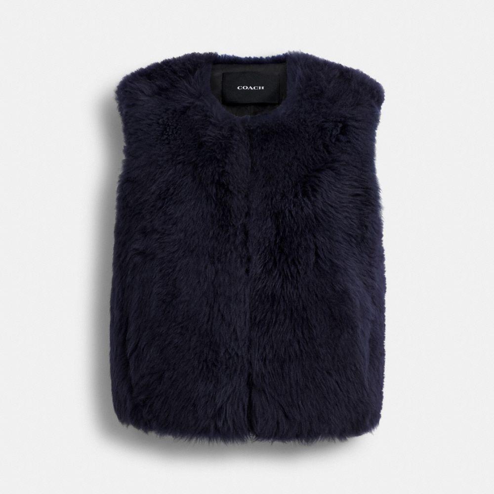 COACH Fluffy Shearling Vest in Blue | Lyst