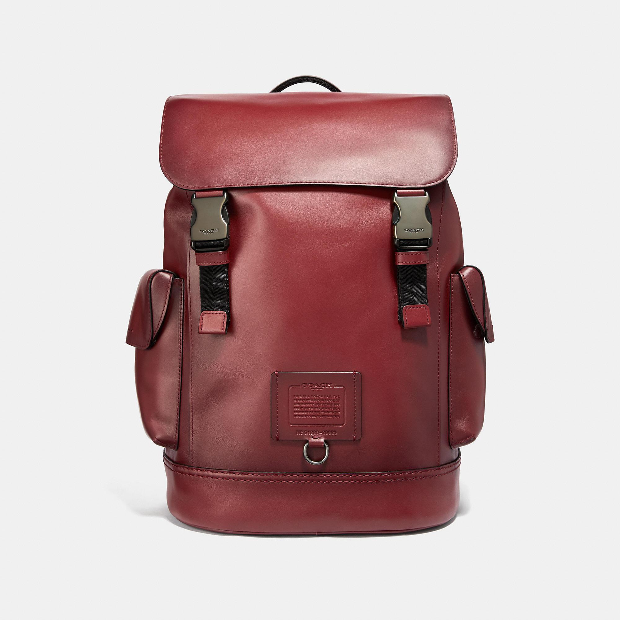 COACH Leather Rivington Backpack in Red for Men - Lyst